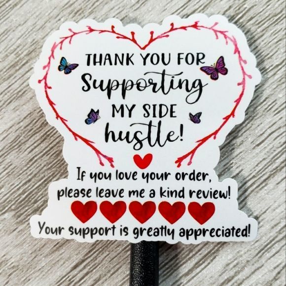Design | 8215 Thankyou For Supporting Myside Hustle Stickers 50ct ...